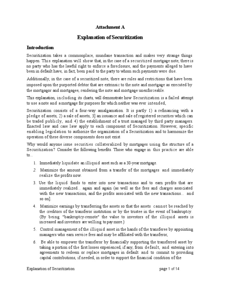 What Is Securitization2 Pdf Securitization Foreclosure