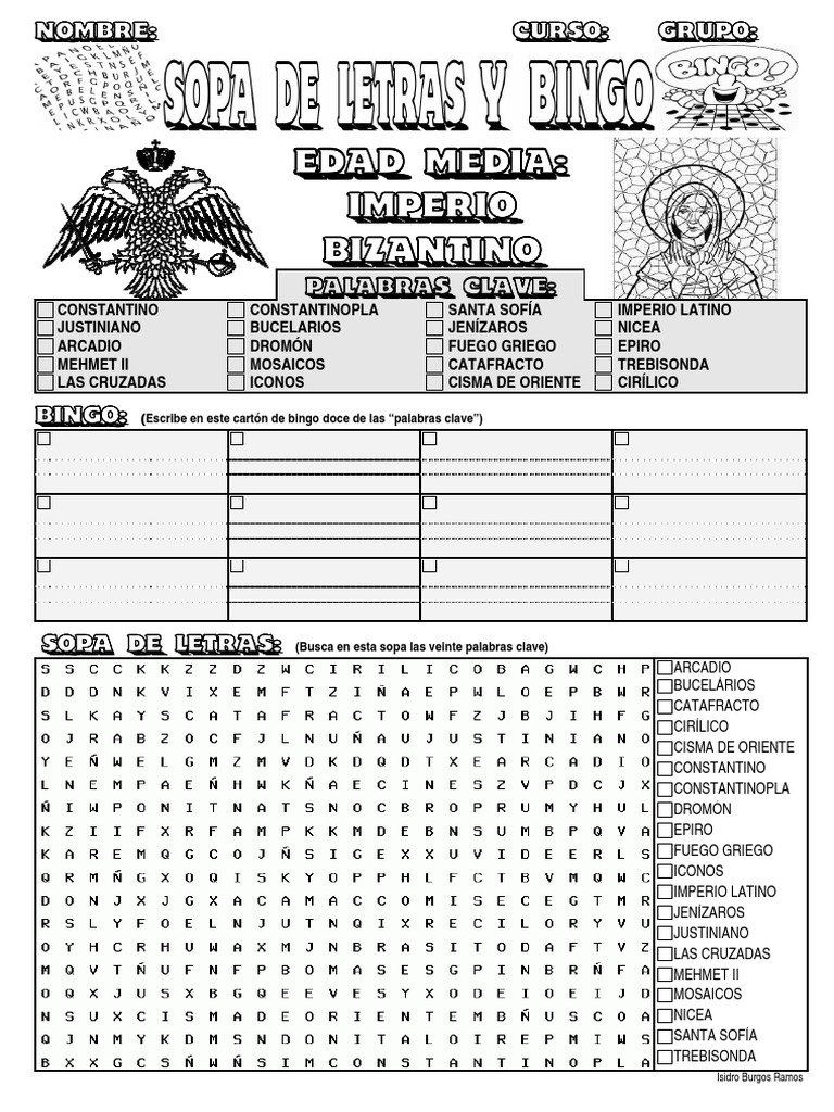 Sopa de Letras Bingo Bizancio | PDF