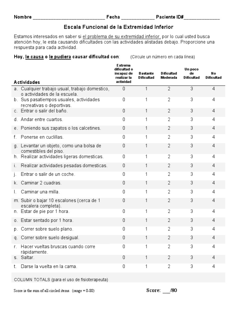 Escala Funcional de Eeii PDF | PDF