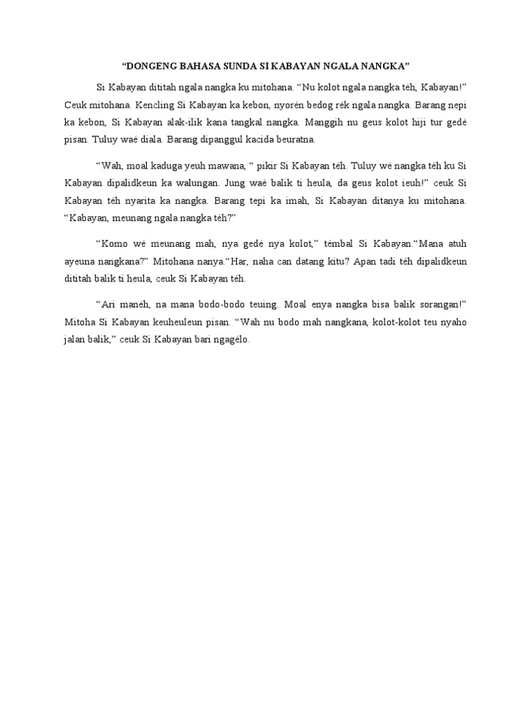 Dongeng Bahasa Sunda Si Kabayan Ngala Nangka | PDF
