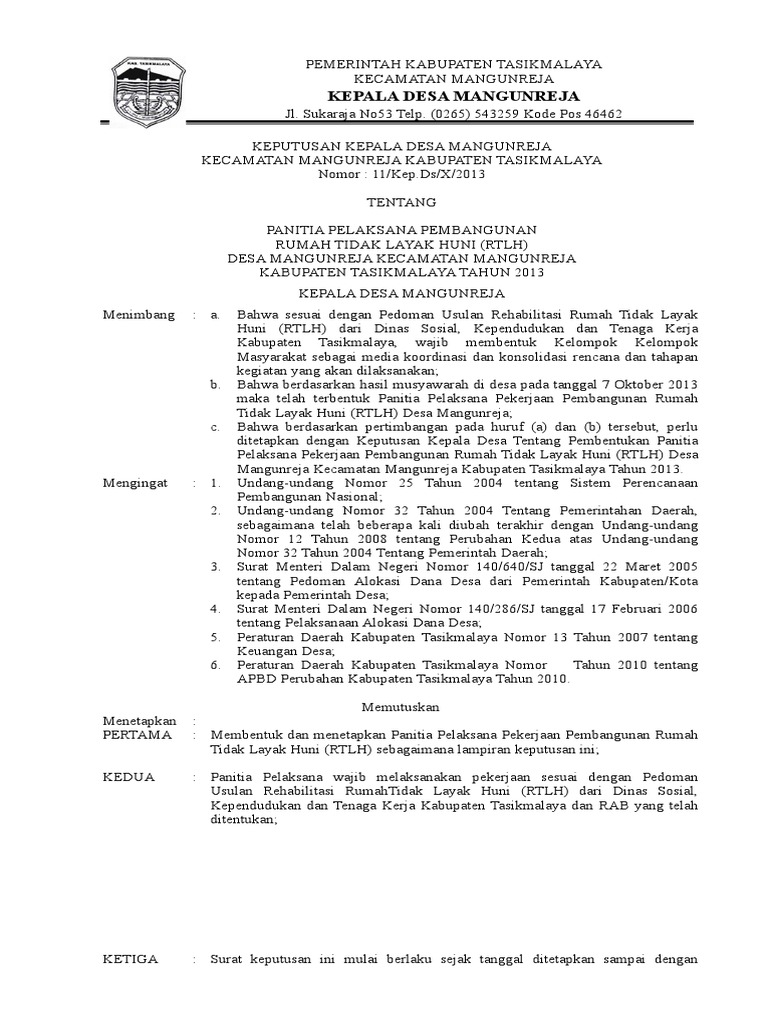 SK Panitia RTLH | PDF