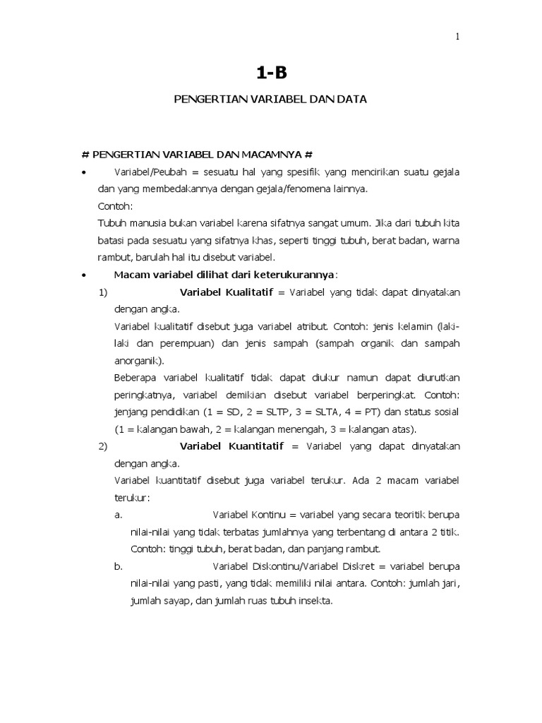 Pengertian dan Jenis Variabel Data | PDF