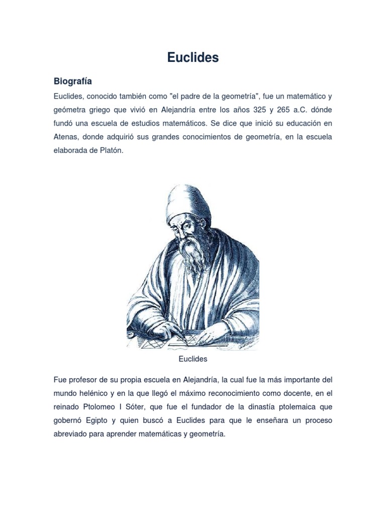 Biografía de Euclides y sus Elementos | PDF