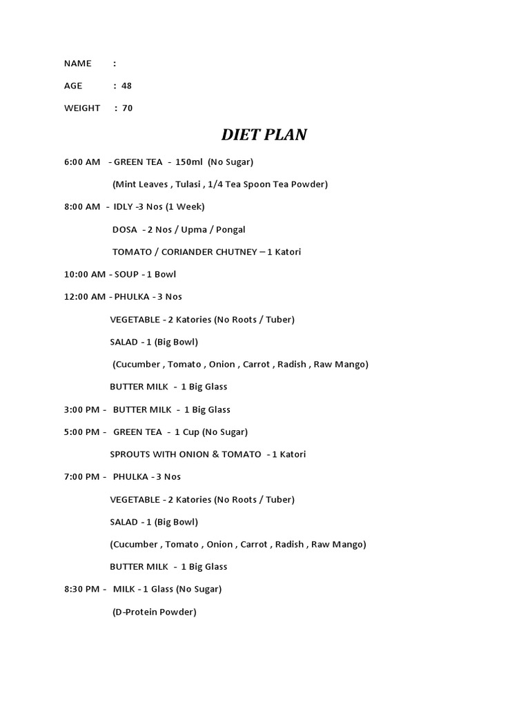 DIET PLAN Poti | PDF