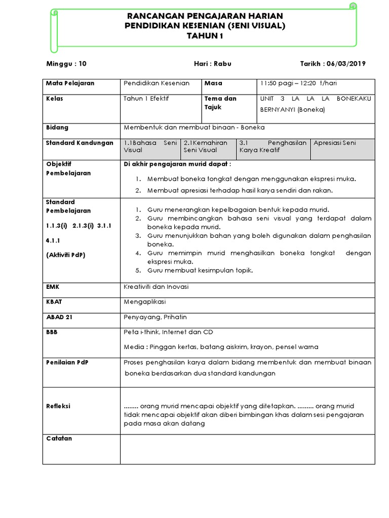 RPH PSV Tahun 1 M10 | PDF