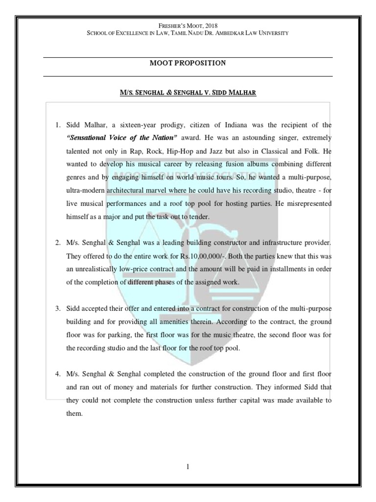 Freshers Moot 2018 Booklet | PDF