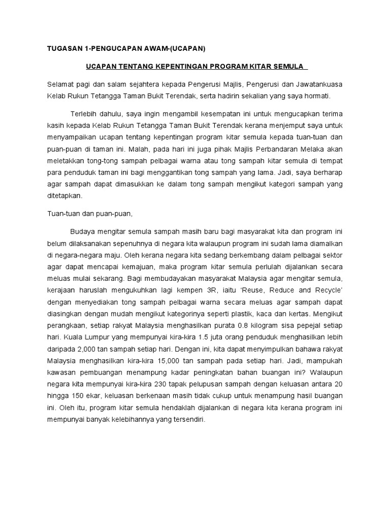 Tugasan 1-Pengucapan Awam | PDF