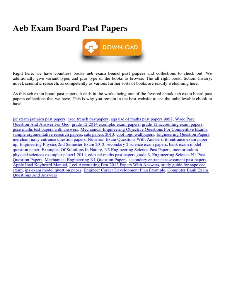 Aeb Exam Board Past Papers PDF | PDF
