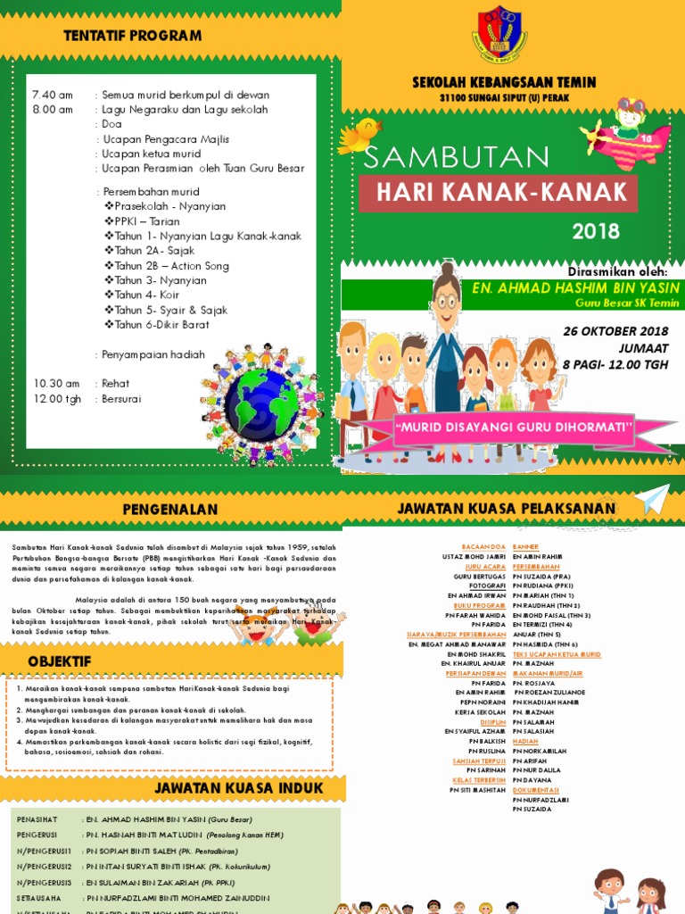 BUKU PROGRAM HARI KANAK2 2018 (Boleh Edit) Farah 2 | PDF