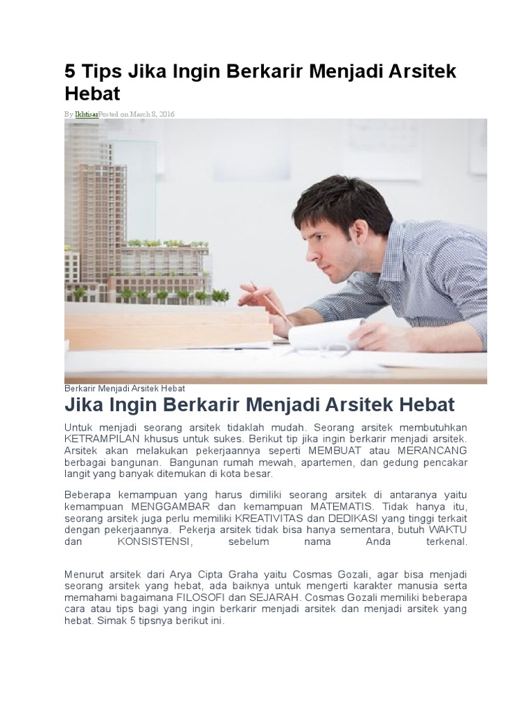 5 Tips Jika Ingin Berkarir Menjadi Arsitek Hebat | PDF | Bisnis
