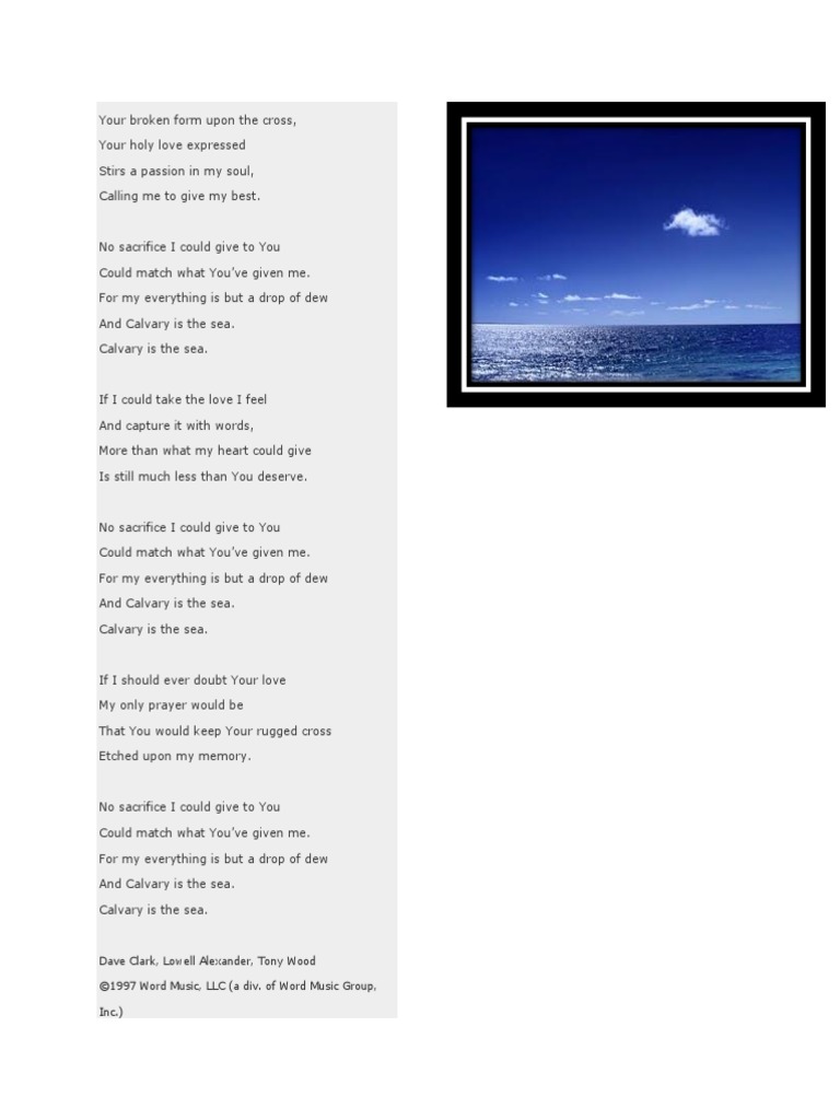 Calvary is the Sea Lyrics | PDF | Art | Religion & Spirituality
