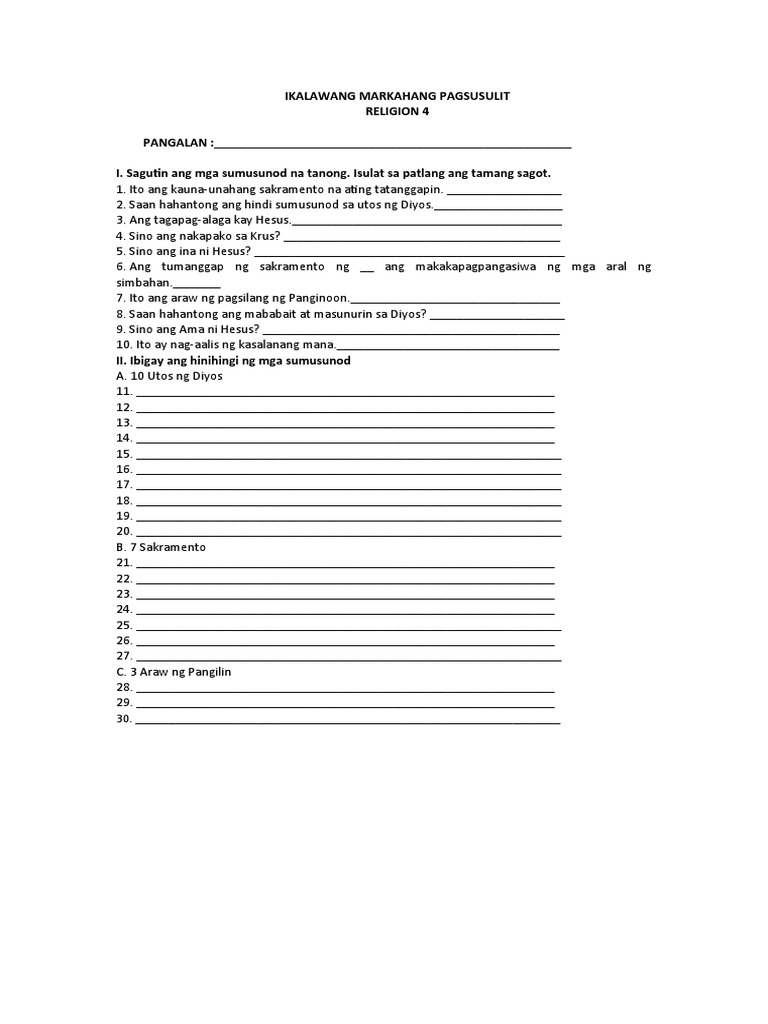 Grade 4 Religion | PDF