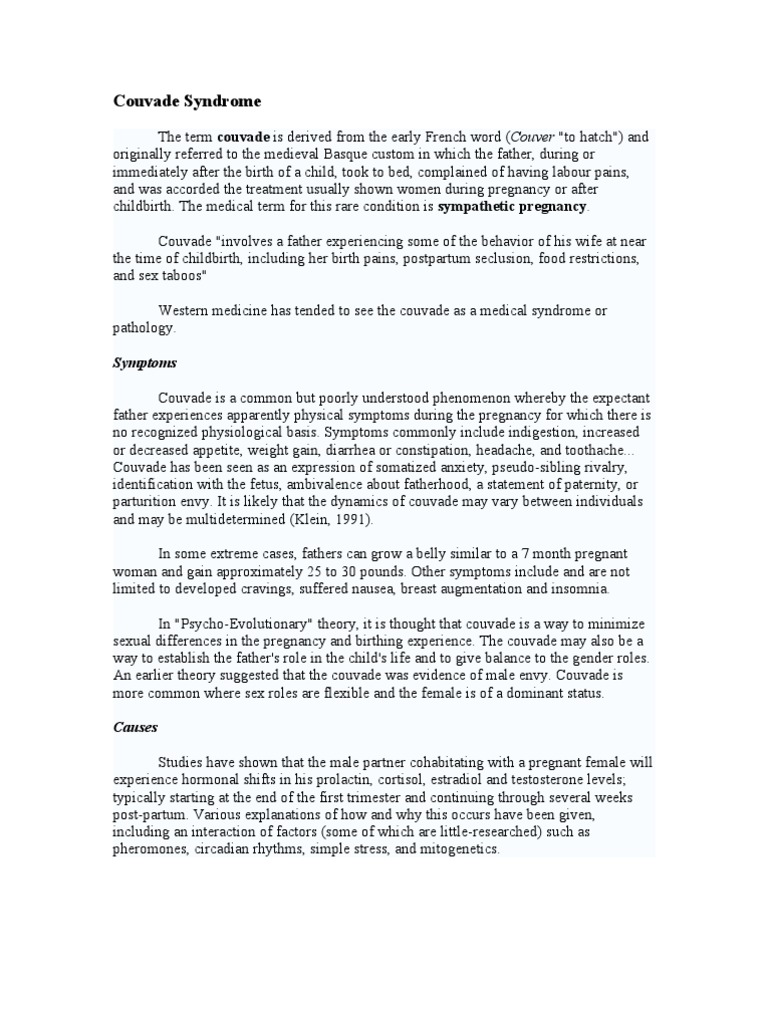 Understanding Couvade Syndrome and Pseudocyesis | PDF | Pregnancy ...