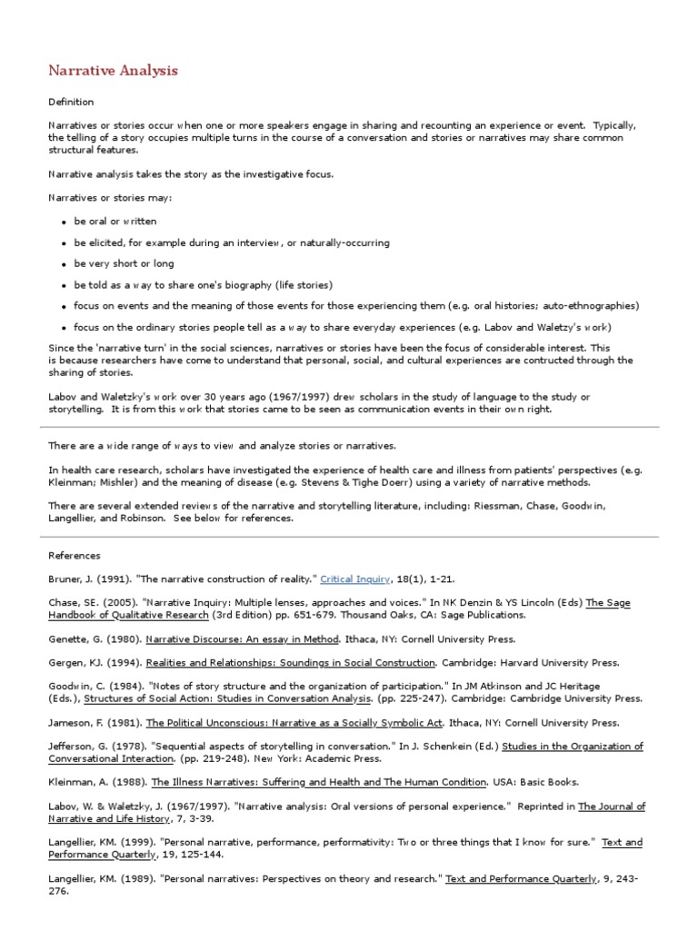 Qualitative Narrative Analysis | PDF