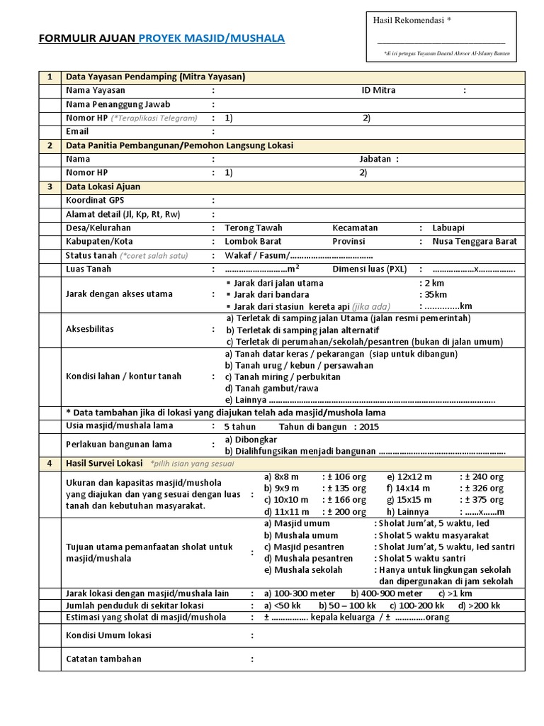 Formulir Pengajuan Masjid | PDF