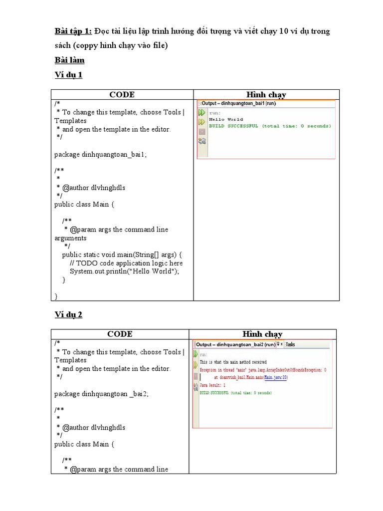 Object Oriented Programming Examples In Java Ten Programming Code Samples With Output Pdf