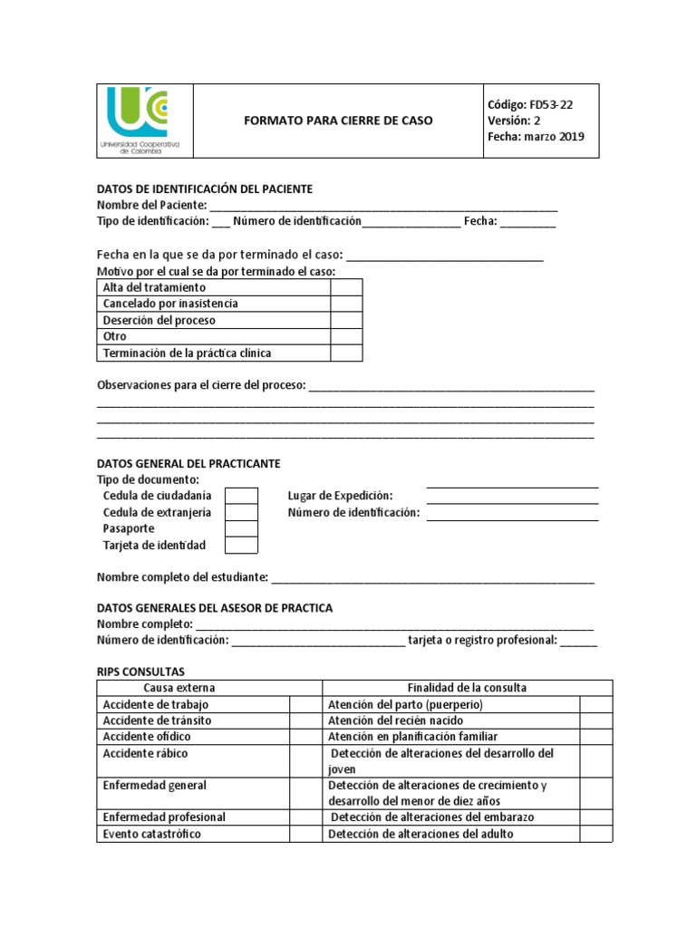 Formato Cierre de Caso | PDF