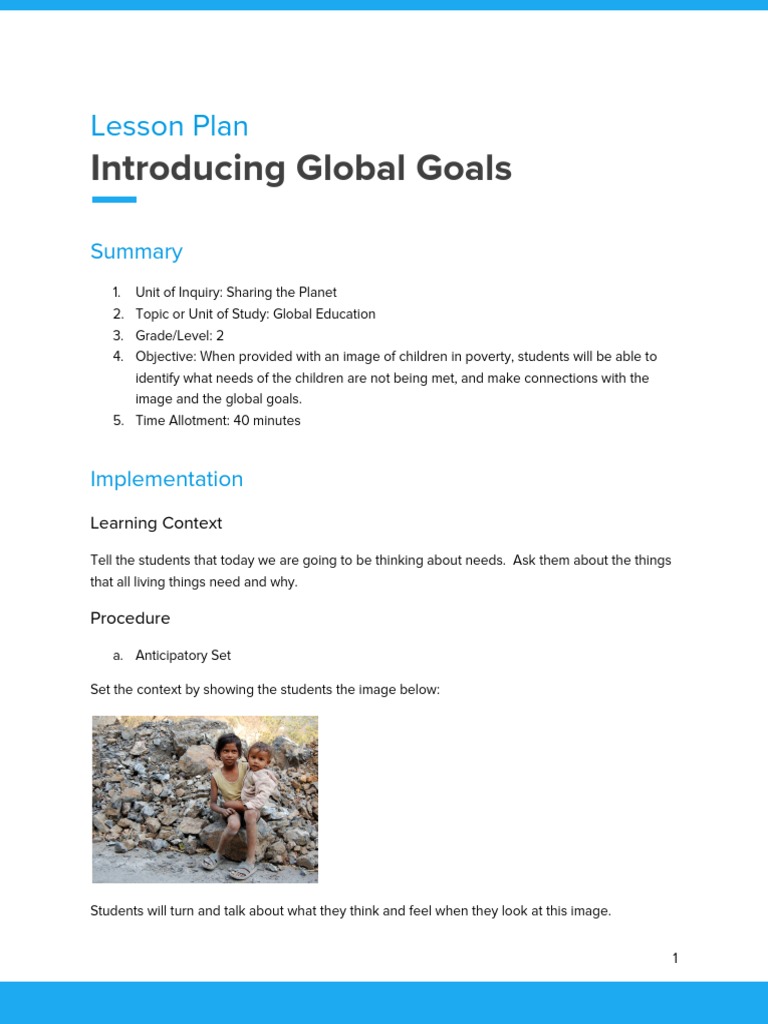 Introducing Global Goals 1 | PDF