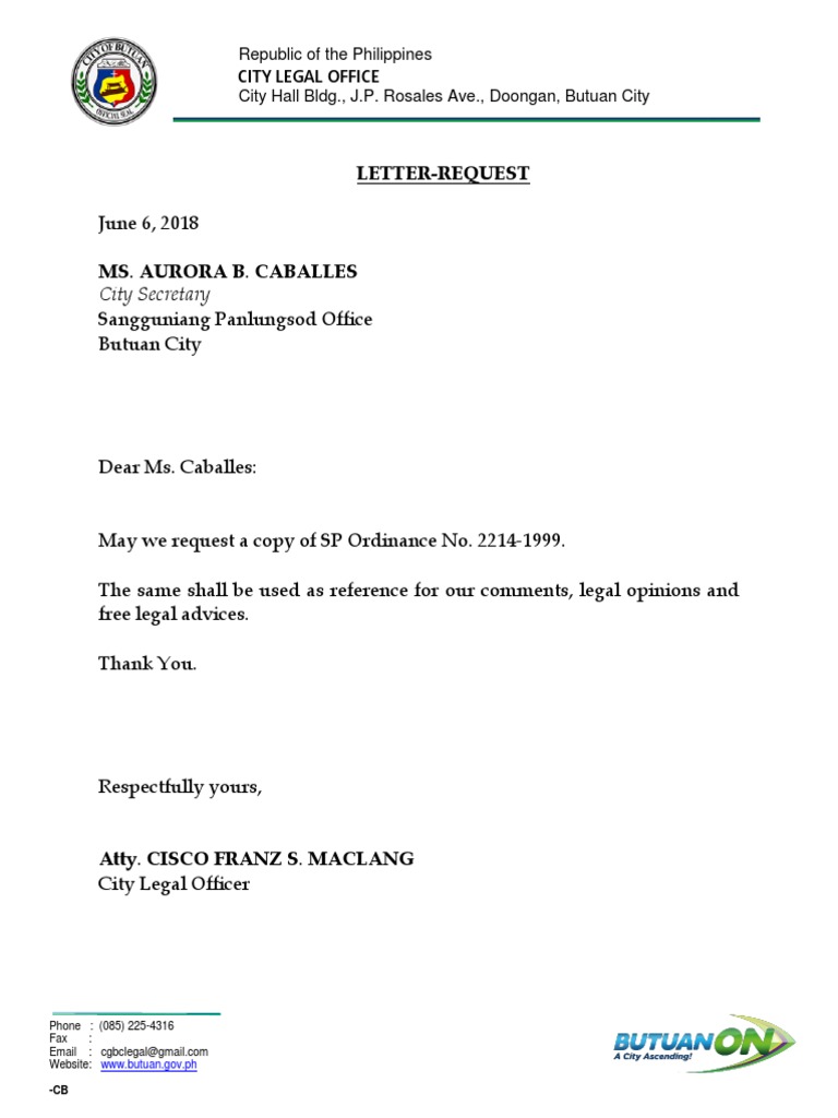 Letter Request - SP Ordinance | PDF