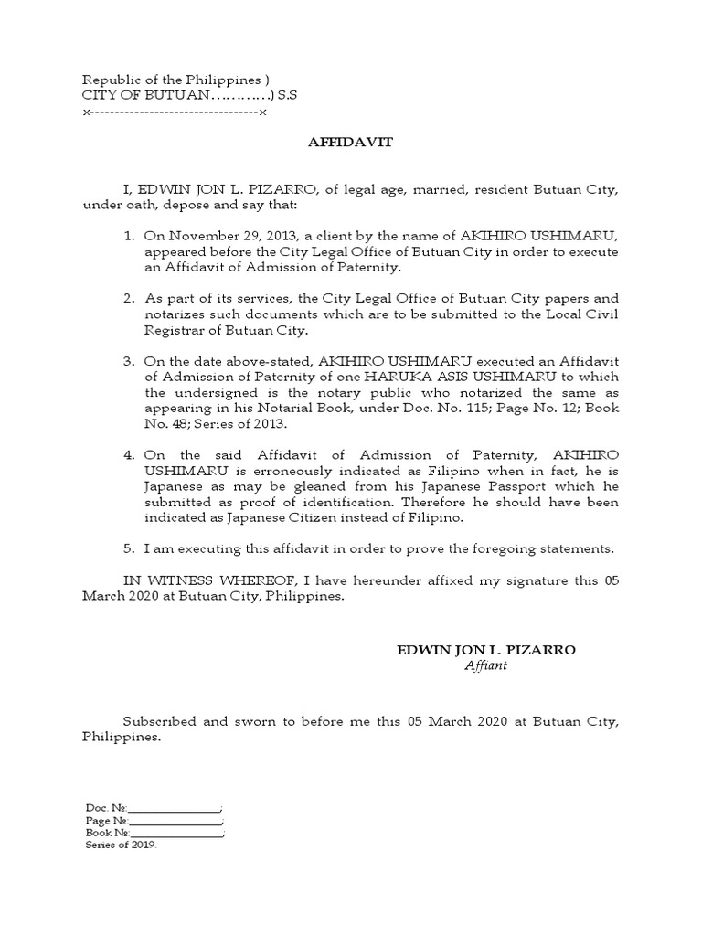 Personal Affidavit For S2 License | PDF