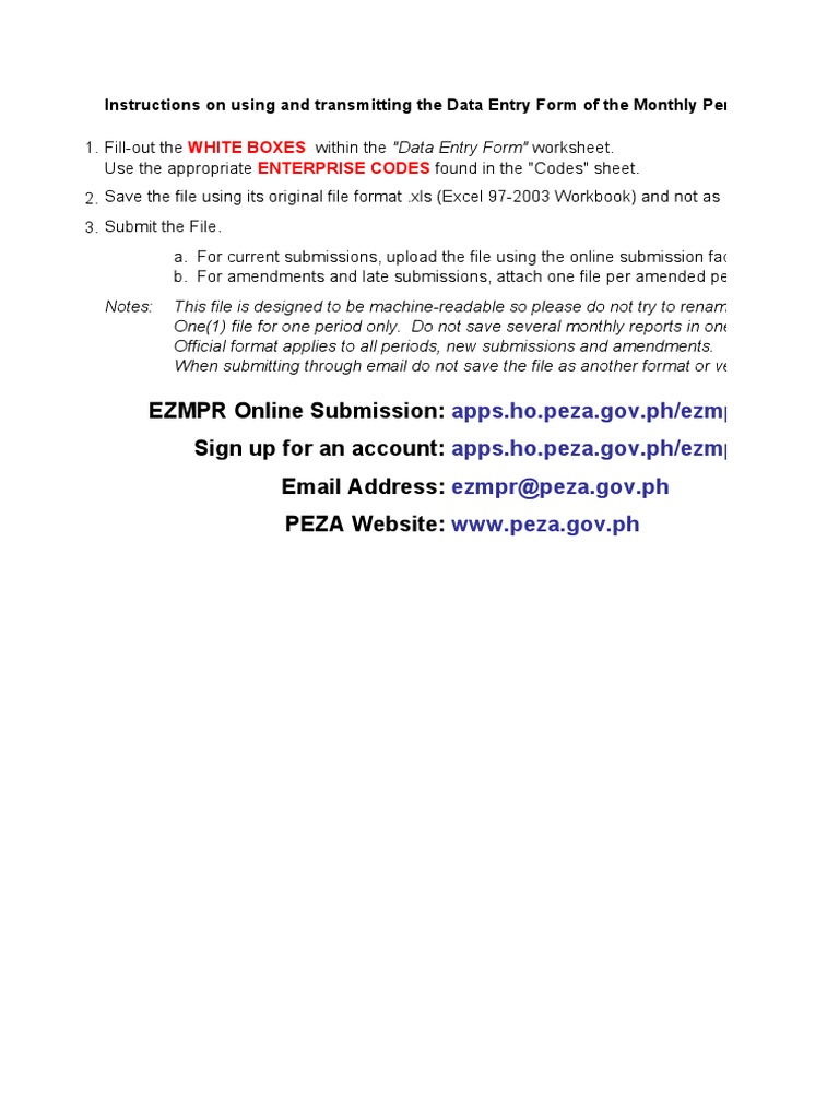 EZMPR Form | PDF
