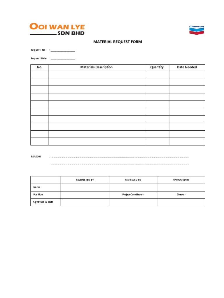 Material Request Form | PDF