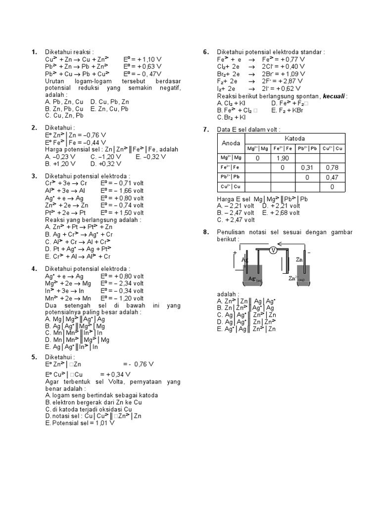 Soal Latihan Sel Volta | PDF