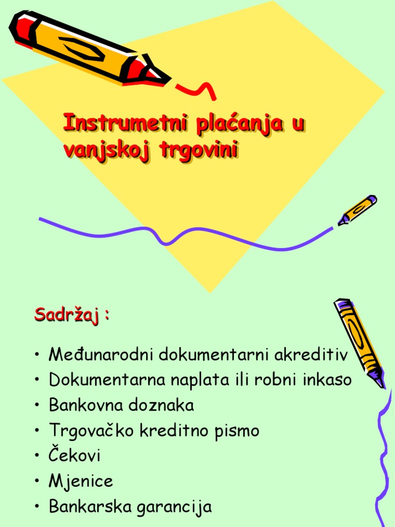 Instrumenti Plaćanja U Međunarodnoj Trgovini | PDF
