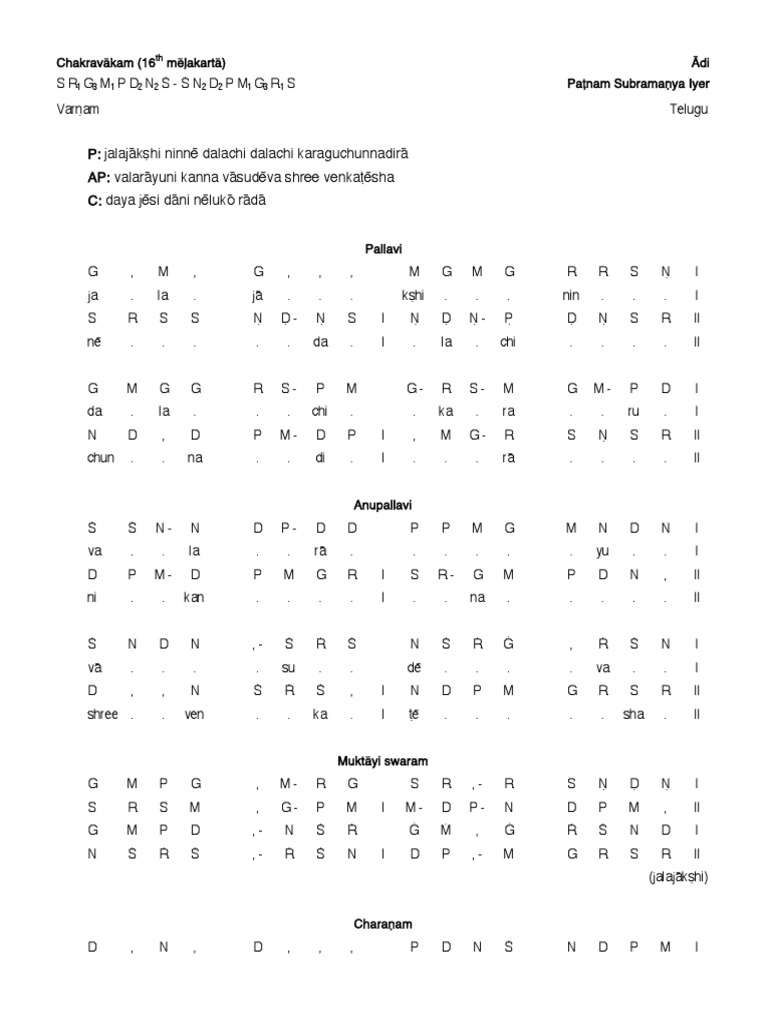 Chakravaka Varnam | PDF