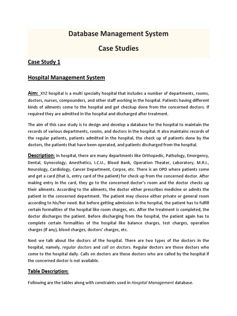 Database Management System Case Studies | PDF