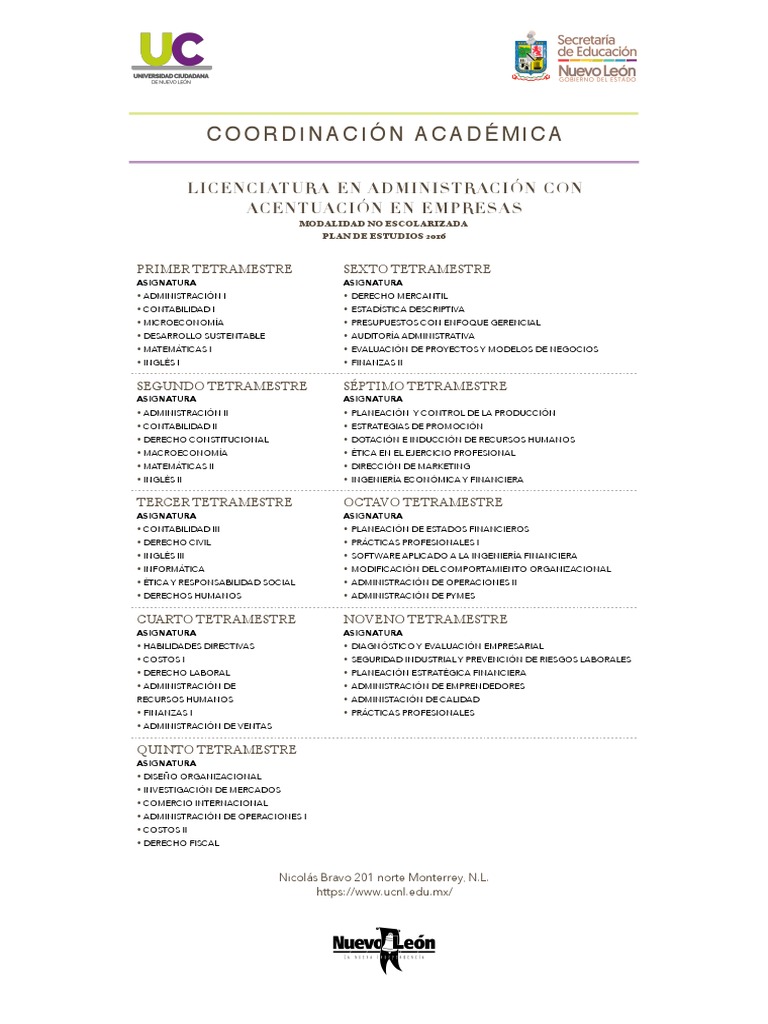 Plan de Estudios LIC UCNL | PDF