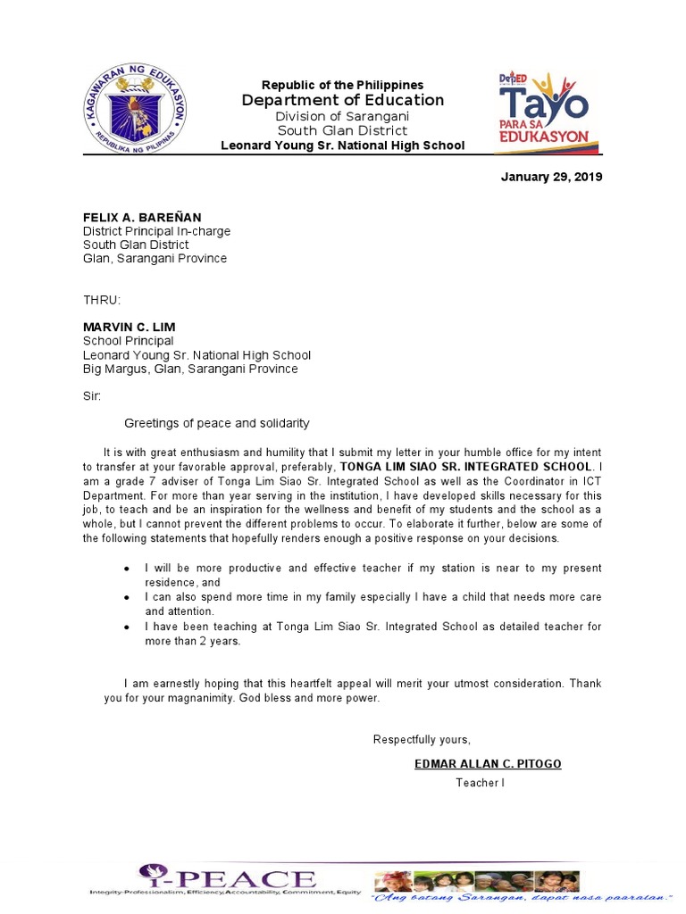 Sample Intent Letter | PDF | Wellness