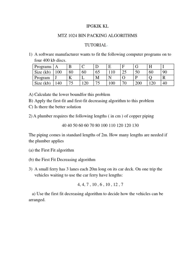 Tutorial Bin Packing Algoritma | PDF