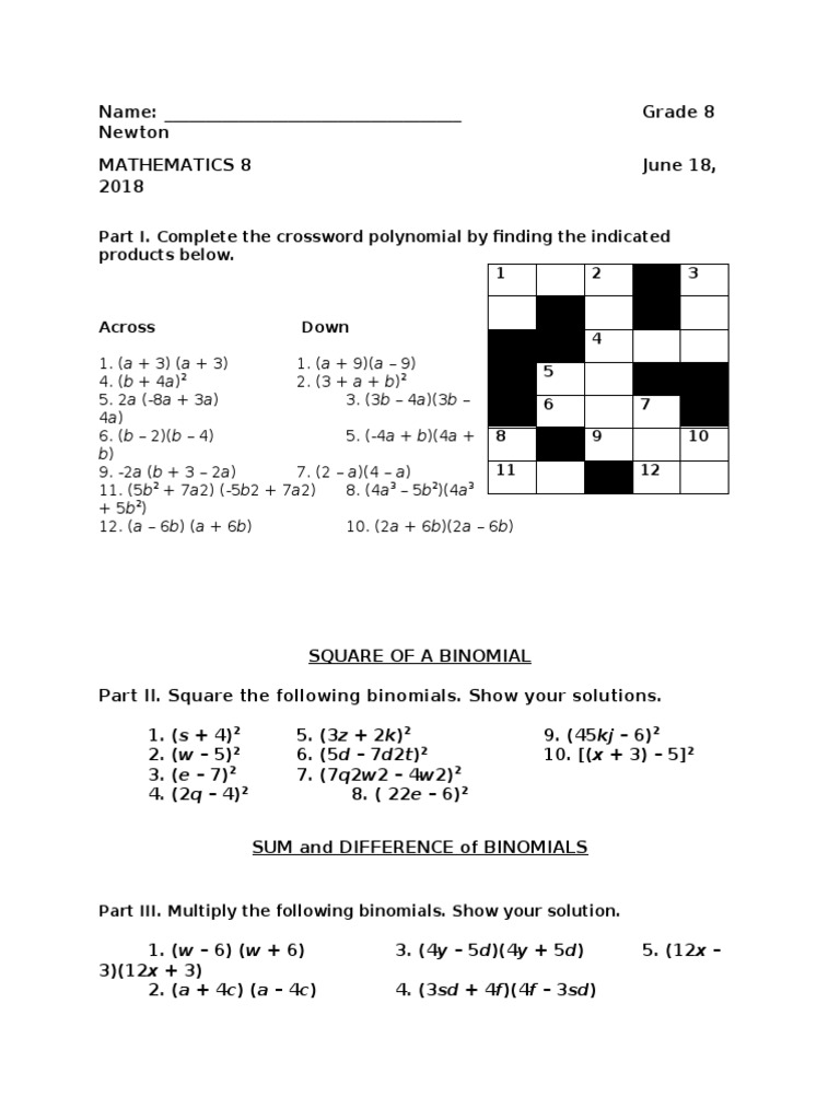 Math 8 Activity | PDF