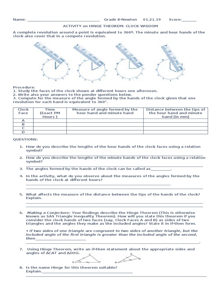 Math 8-Hinge Theorem | PDF