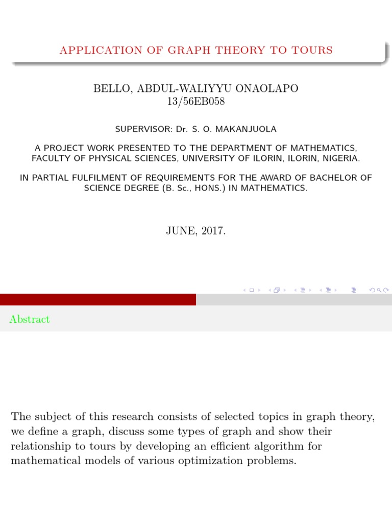Graph Theory in Tour Optimization | PDF