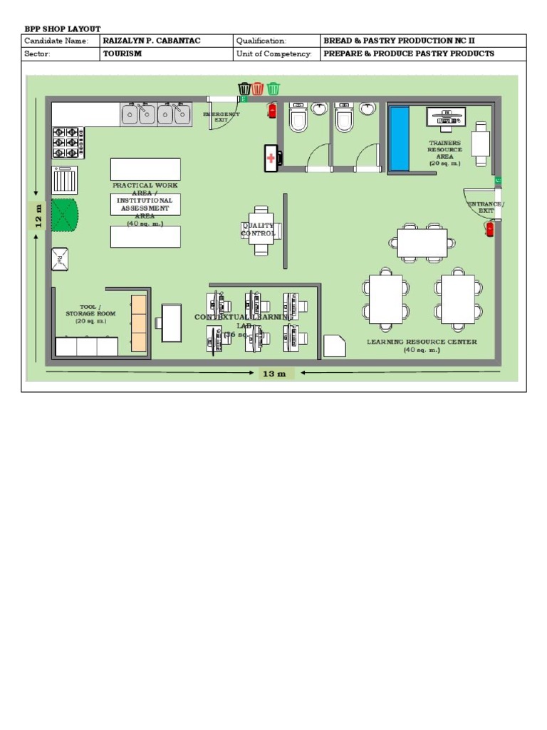 BPP Shop Layout for Pastry Production | PDF