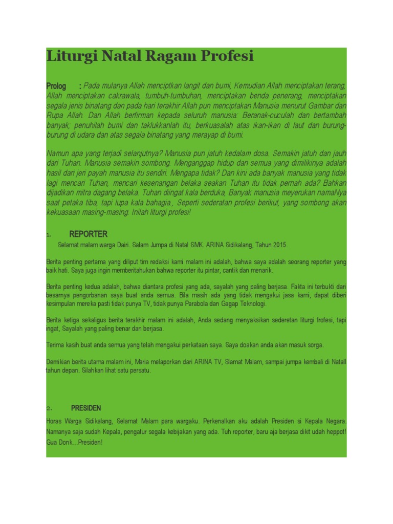 Liturgi Natal Ragam Profesi | PDF
