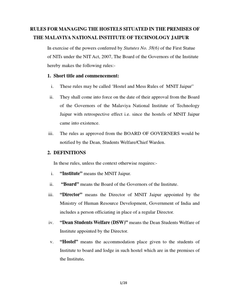 Hostel Mess Rules Final | PDF