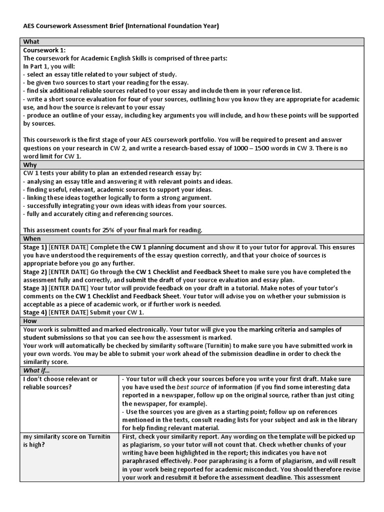 AES Coursework 1: Essay Planning Guide | PDF | Career & Growth | Business