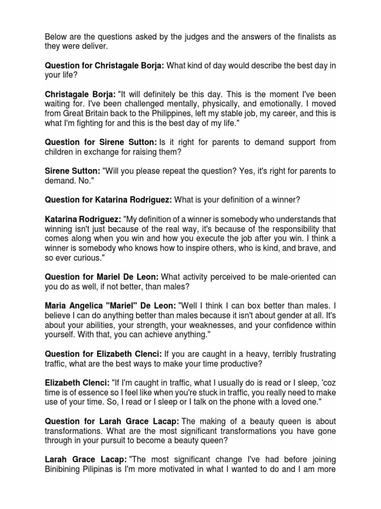 Pageant Questions | PDF