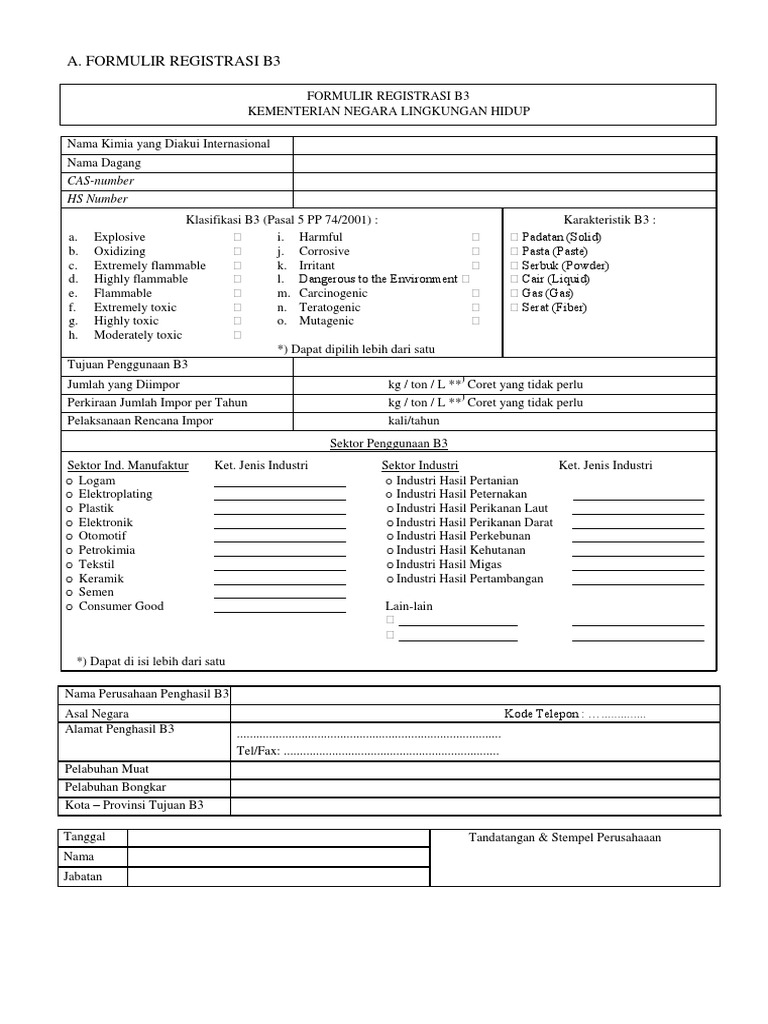 Formulir Registrasi B3 | PDF