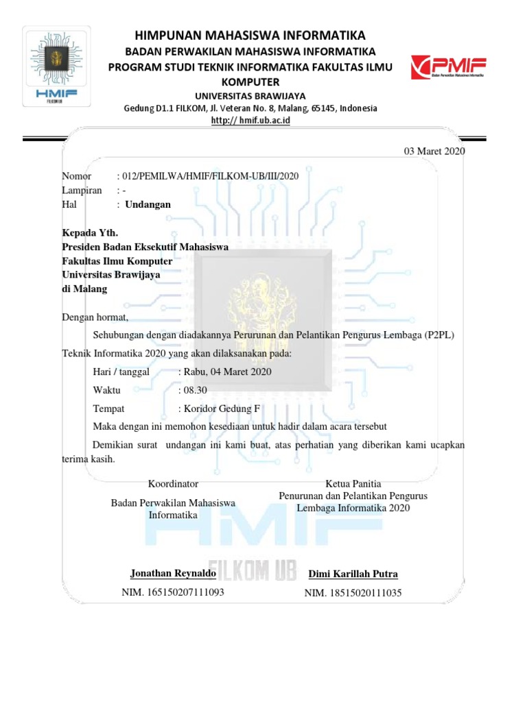 Undangan P2PL HMIF 2020 | PDF