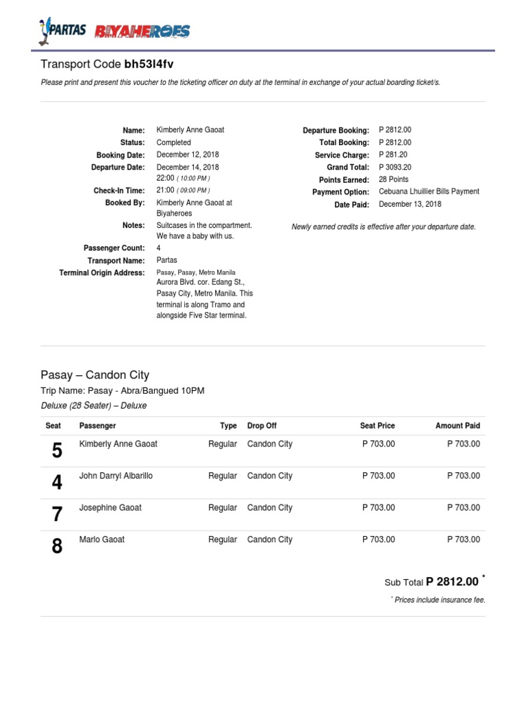 Candon to Abra Bus Schedule Details | PDF