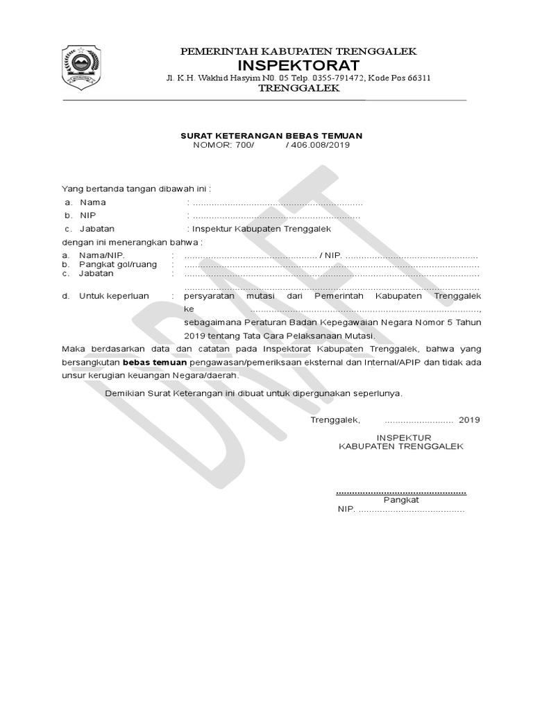 Surat Keterangan Bebas Temuan | PDF