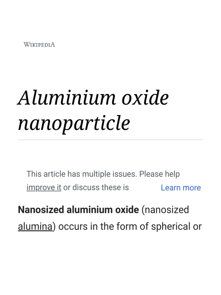 Aluminium Oxide Nanoparticle - Wikipedia | PDF