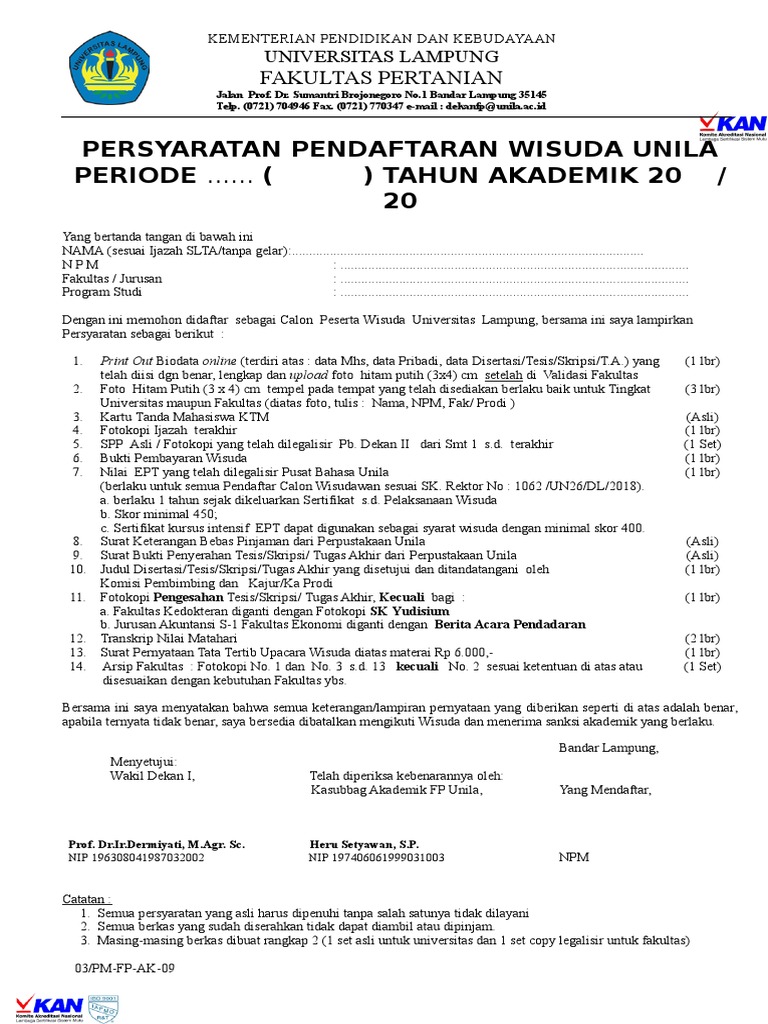 Form Wisuda FP Unila 2 2 1 2 4 1 | PDF