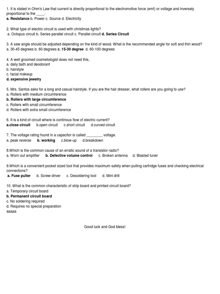 Tle Questions Answer Key 1 | PDF | Home & Garden | Technology & Engineering