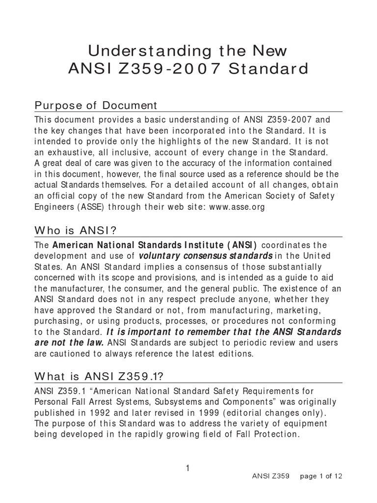 Understanding ANSI Z359 PDF
