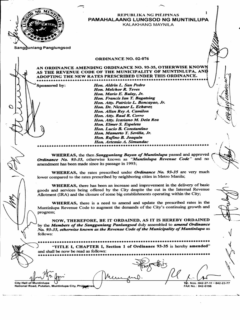 Muntinlupa City Revenue Code PDF
